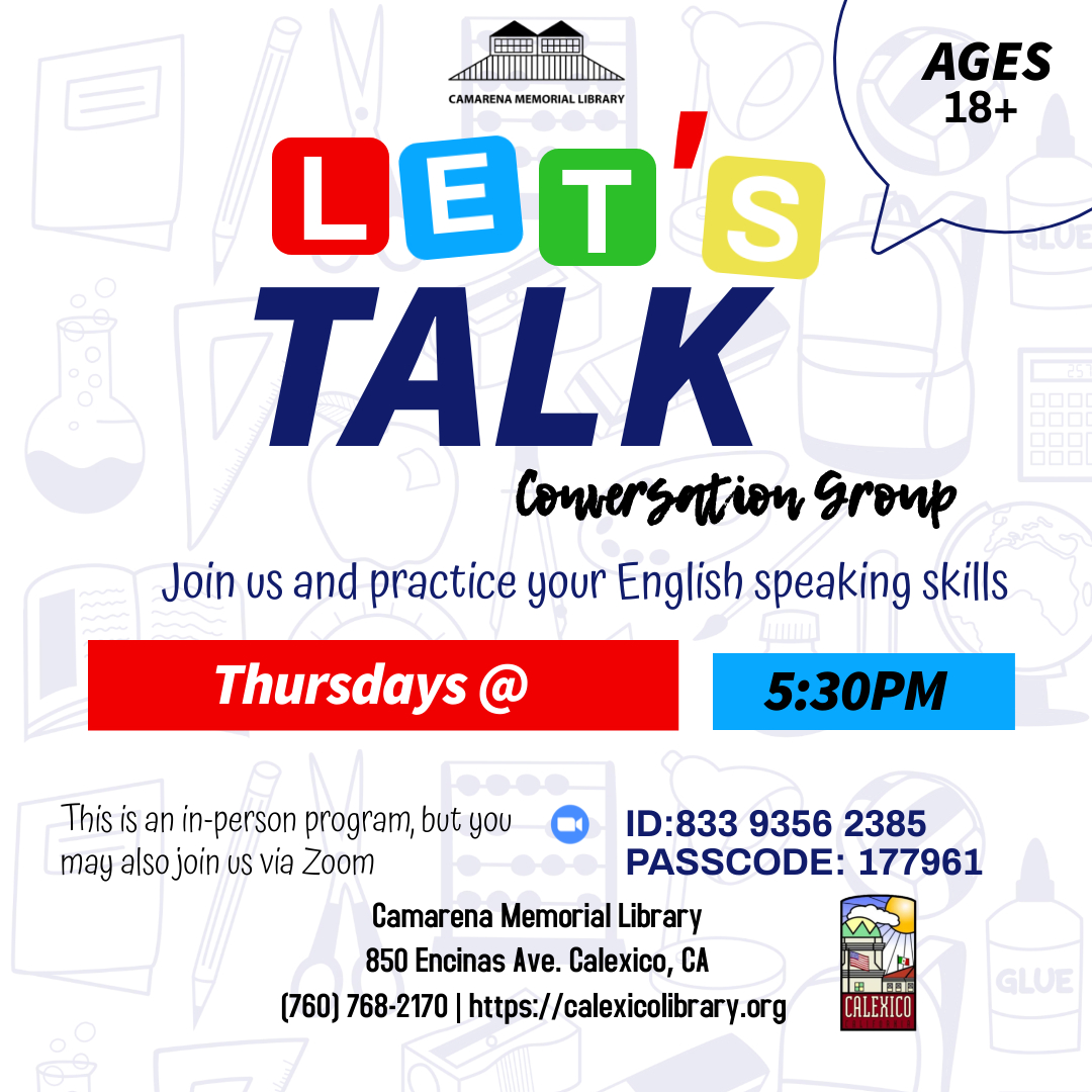 Let's Talk Conversation Group | Camarena Memorial Library