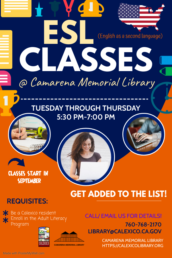 English As A Second Language ESL Camarena Memorial Library